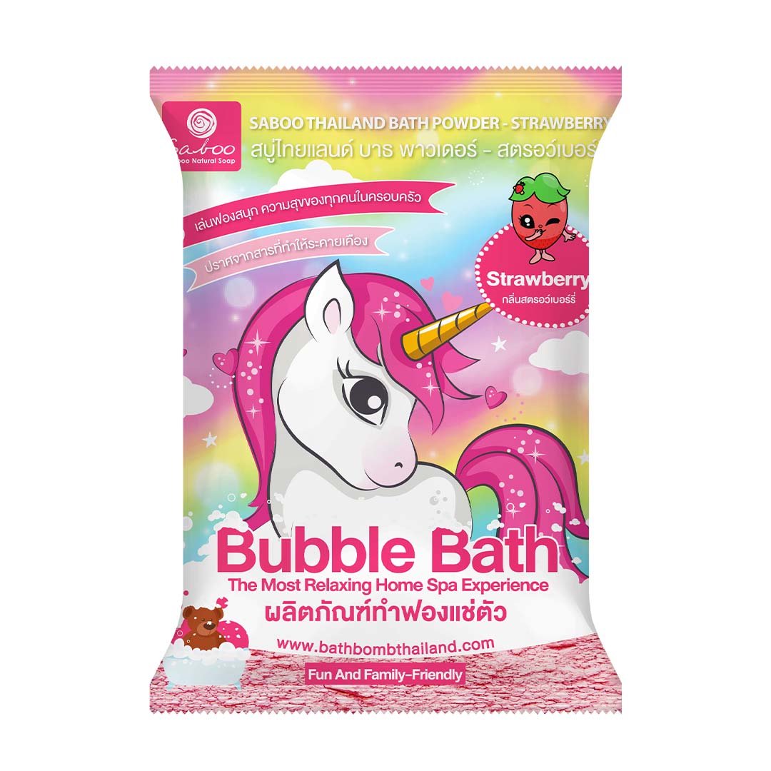BUBBLE BATH POWDER – STRAWBERRY 100g – Bathbomb Thailand